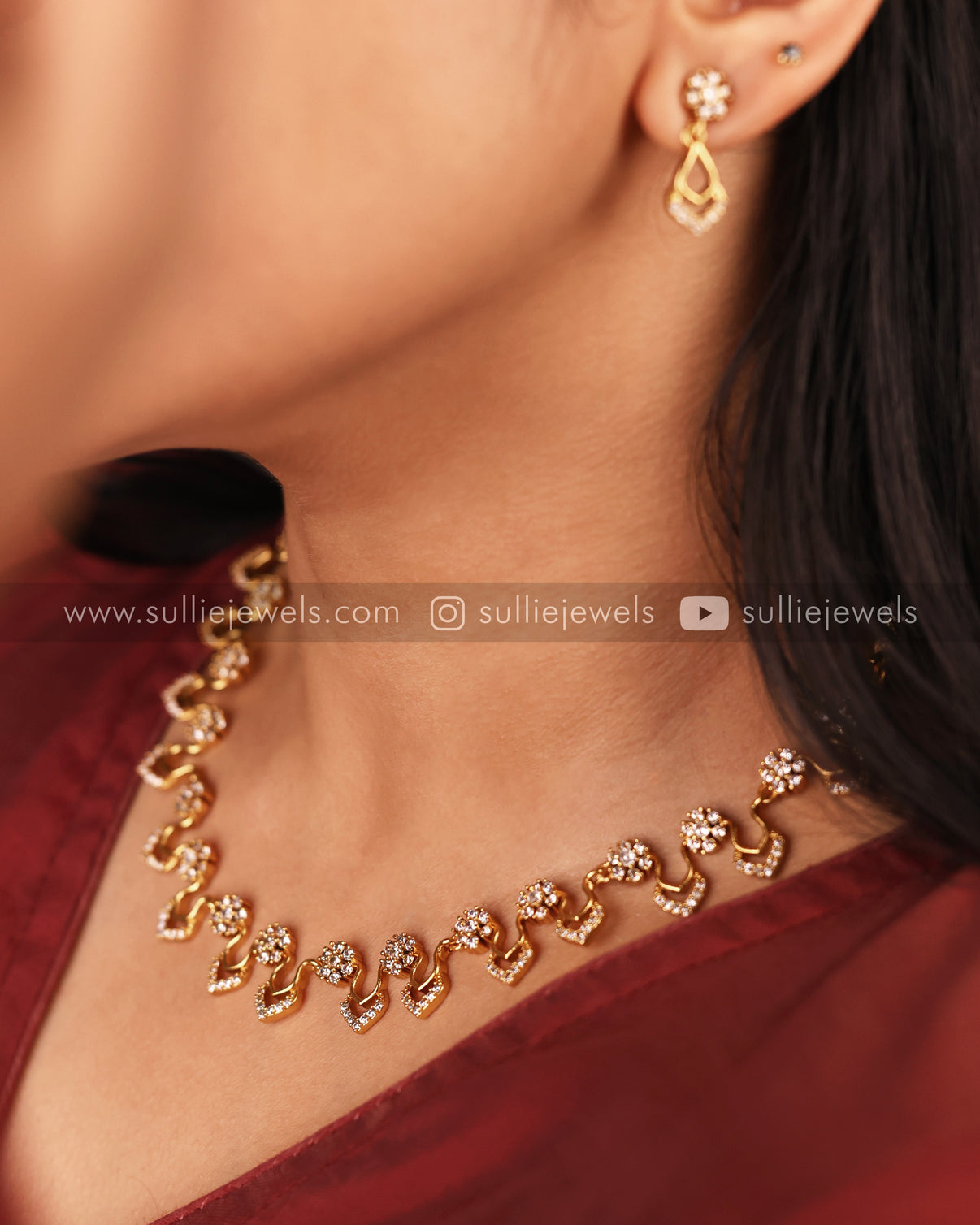 Gold Finish Raindrop AD Necklace Set – sulliejewels