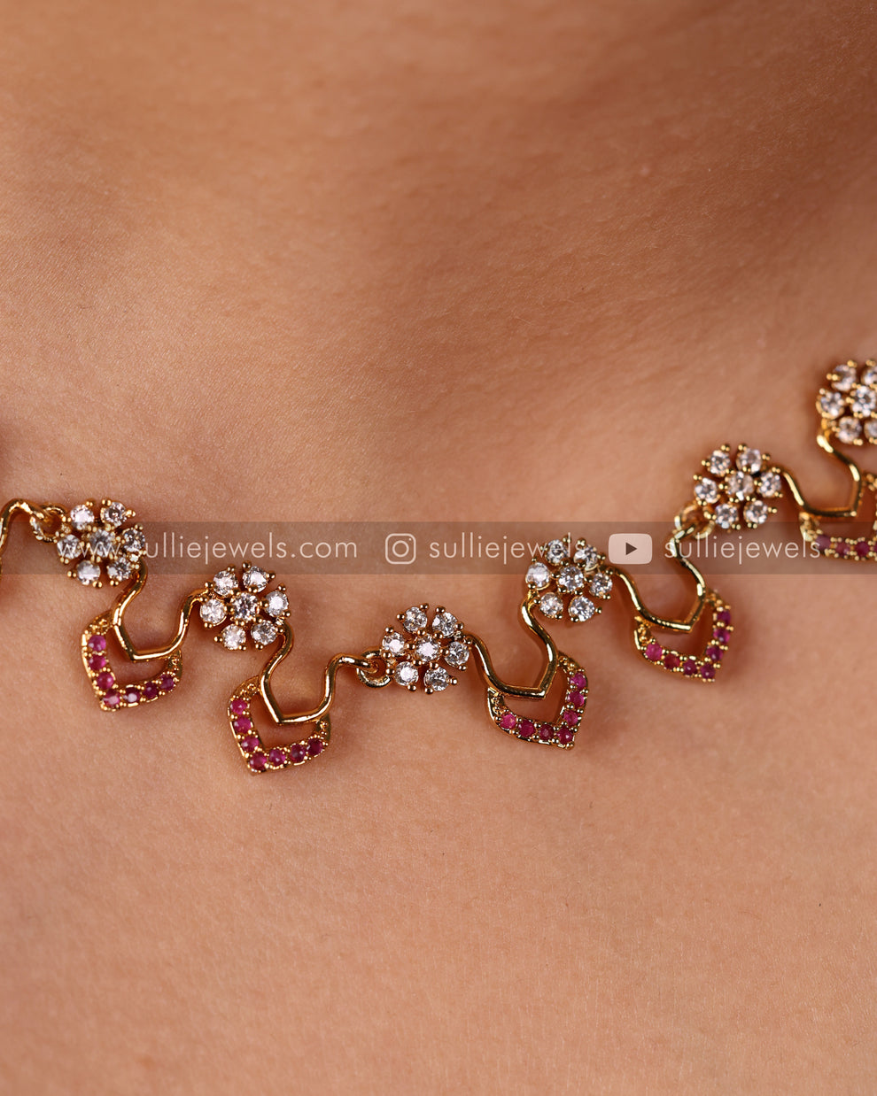 Gold Finish Raindrop AD Necklace Set – sulliejewels