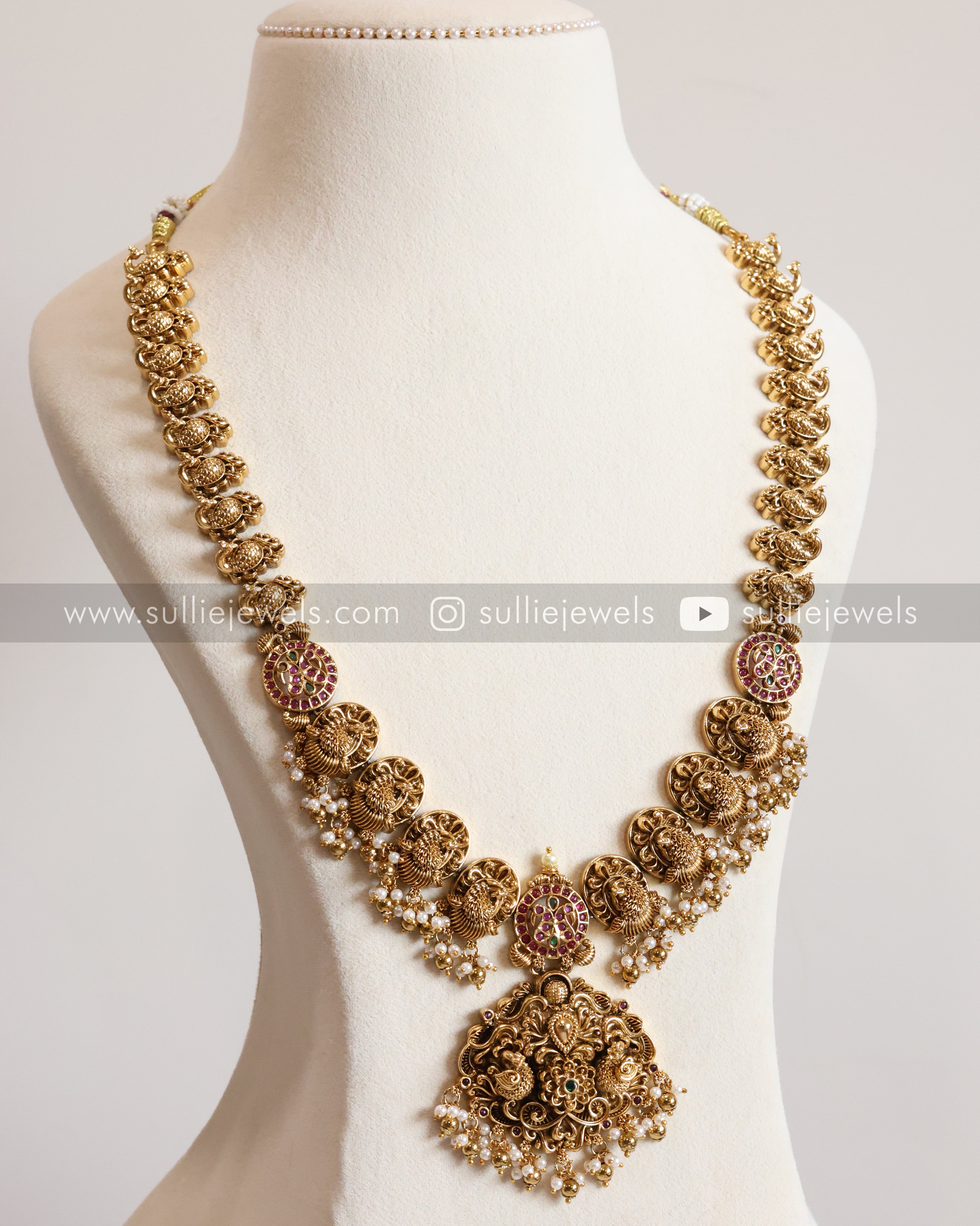 Peacock Gold Long Chain / Haram with Jhumka – sulliejewels